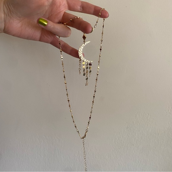 ethika | Jewelry | Ethika Gold Tone Dangling Moon Necklace On A Chain ...